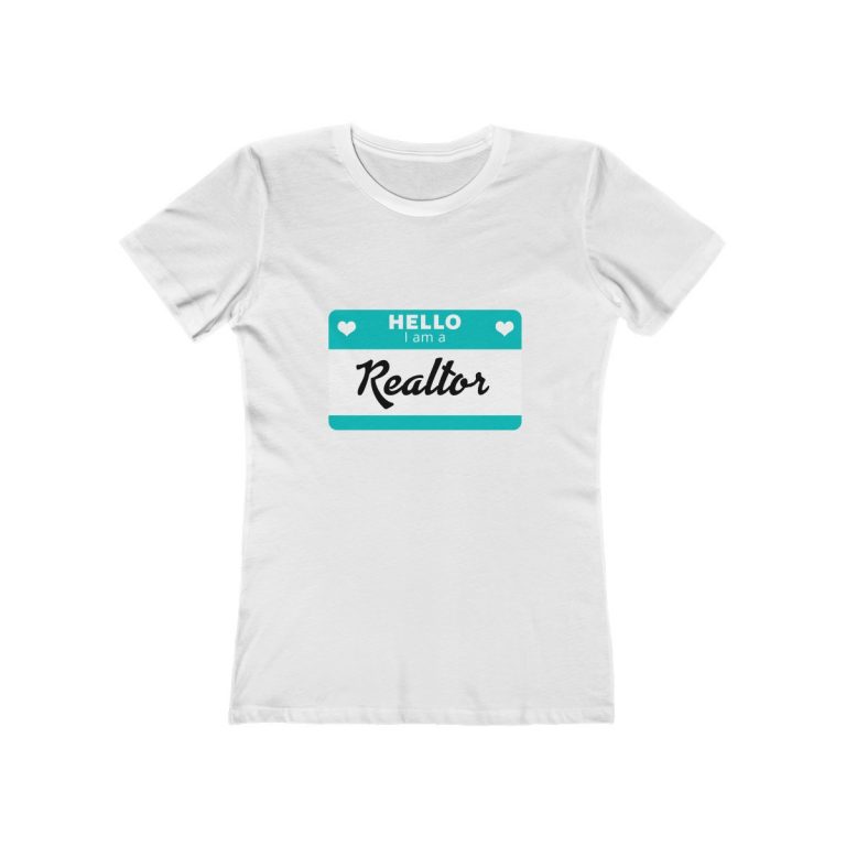 Women's The Boyfriend Tee-"Hello I'm a Realtor" name tag | PhotoPropStudio