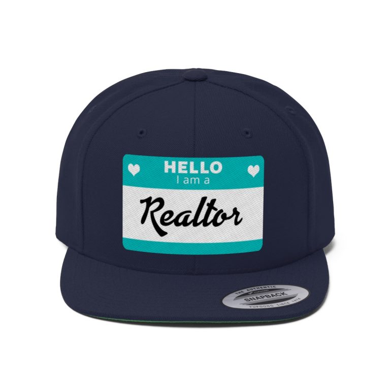"Hello I'm a Realtor" name tag Unisex Flat Bill Hat | PhotoPropStudio